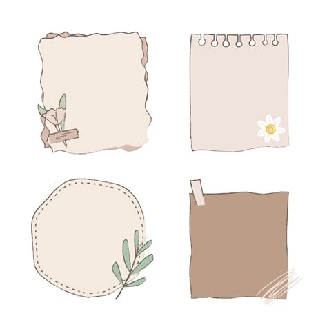 Floral Notepaper Frames Premium Vector