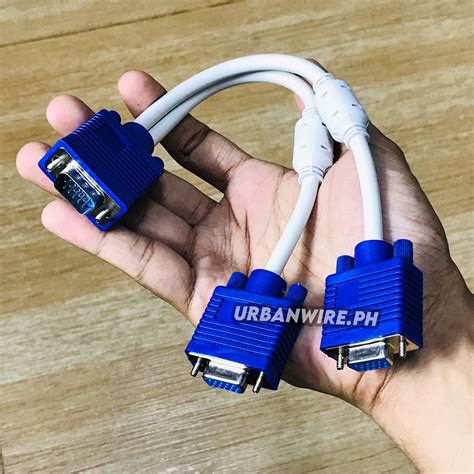 【ready Stock】15 Pin Svga Vga Male To 2 Dual Female Y Splitter Adapter