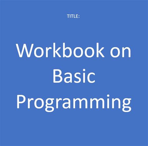 Workbook On Basic Programming Booklab24