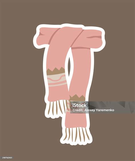 아늑한 가을 스티커 빨간 스카프 가을과 가을 시즌 추운 날씨에 대비한 따뜻한 옷 패션과 트렌드 소셜 미디어 스티커 평면 벡터 일러스트 레이 션 0명에 대한 스톡 벡터 아트