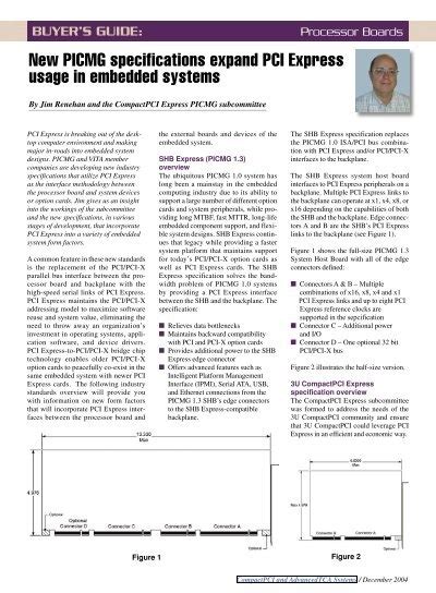 New PICMG Specifications Expand PCI Express Usage In Embedded