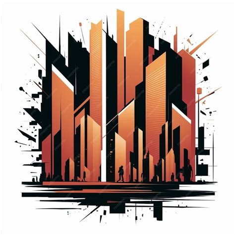 Abstract Cityscape With Bold Geometric Shapes Premium Ai Generated Image
