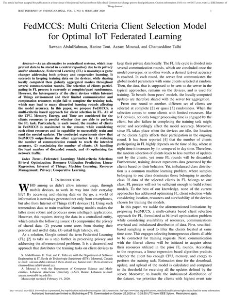 Pdf Fedmccs Multicriteria Client Selection Model For Optimal Iot Federated Learning