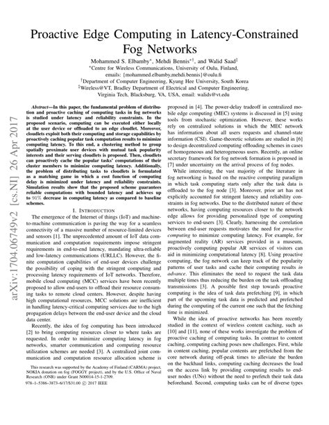 Pdf Proactive Edge Computing In Latency Constrained Fog Networks