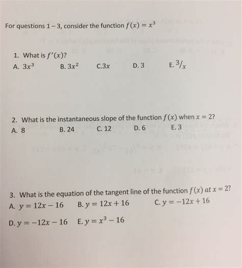 Solved For Questions 1 3 Consider The Function F X X3 1