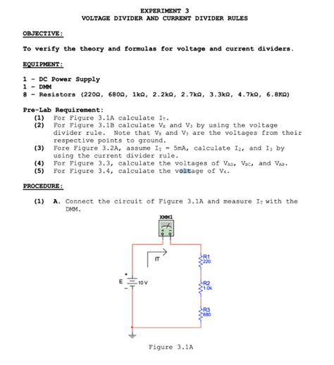 Solved EXPERIMENT VOLTAGE DIVIDER AND CURRENT EXPERIMENT VOLTAGE Answer