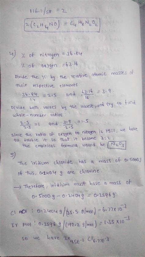 Solved Exercises Chemical Formula I Write The Empirical Formula For Course Hero