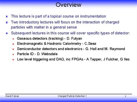 Basic Concepts Of Charged Particle Detection Part