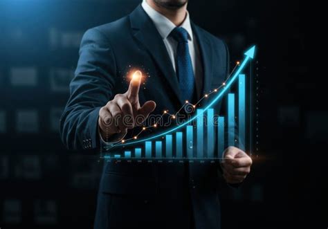 Business Executive Glowing Growth Chart Futuristic Interface Holographic Display Upward