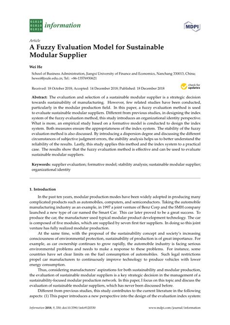 Pdf A Fuzzy Evaluation Model For Sustainable Modular Supplier