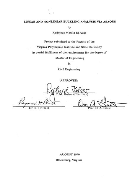 Linear And Nonlinear Buckling Analysis Via Abaqus 1990 Pdf