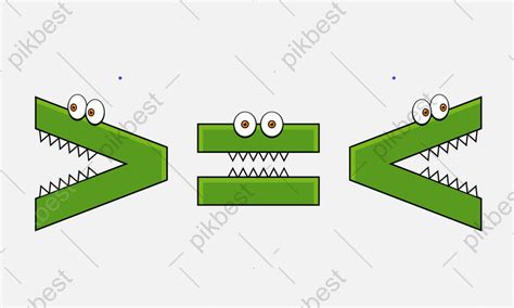 Funny Alligator Math Symbols Vector Illustration Greater Than Less Or Equal To Sign Backgrounds