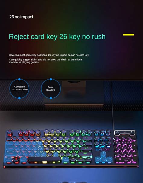 Retro Round Key USB Wired Keyboard For Laptop And Office PC