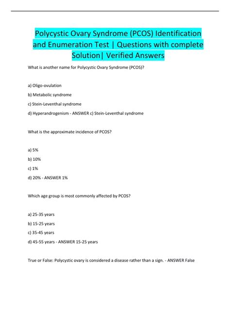 Polycystic Ovary Syndrome Pcos Identification And Enumeration Test