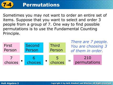 Ppt A Permutation Is A Selection Of A Group Of Objects In Which Order
