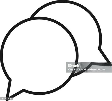 흑백 간단한 기호 앱 책 템플릿 기사 등에 적합한 흑백 미니멀 일러스트 레이 션 음성 및 대화를위한 둥근 거품의 벡터 선 아이콘 개념에 대한 스톡 벡터 아트 및 기타 이미지