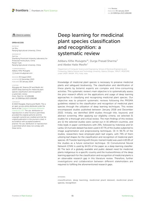 Pdf Deep Learning For Medicinal Plant Species Classification And