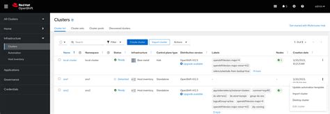 managing existing clusters lab 5g ran deployments on openshift