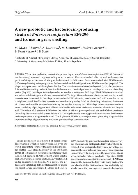 Pdf A New Probiotic And Bacteriocin Producing Strain Of Enterococcus