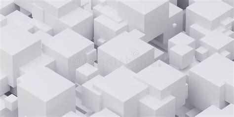 Group Of White Cubes Suspended In Air Stock Illustration Illustration Of Minimalistic Modern