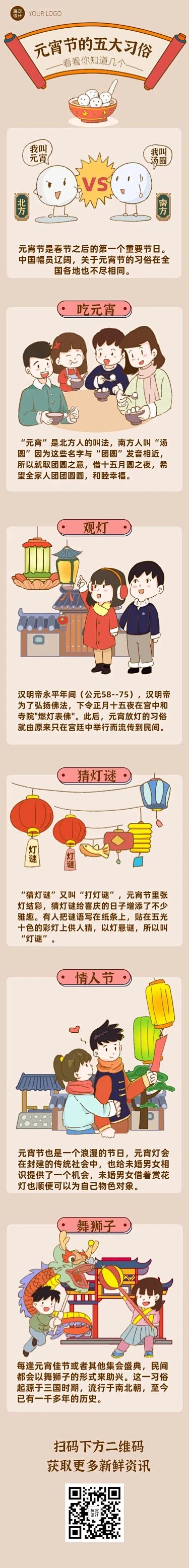 通用元宵节节日习俗科普插画条漫素材 花瓣网