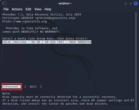Как восстановить удаленные файлы на Kali Linux с Photorec