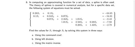 Solved In Computing An Approximating Function For A Set Of