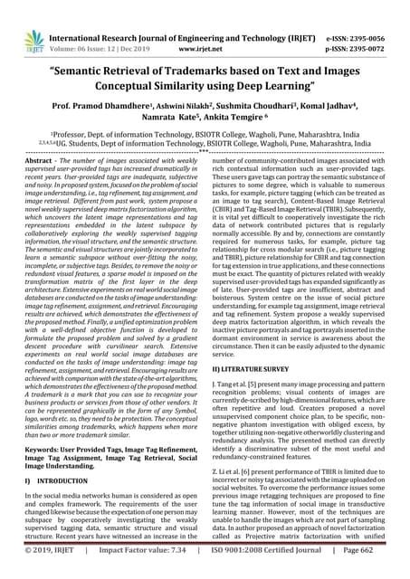 Irjet Semantic Retrieval Of Trademarks Based On Text And Images Conceptual Similarity Using