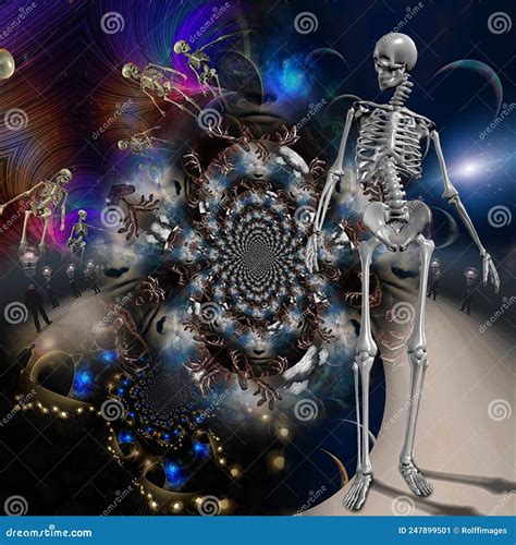 Skeleton In Unreal Dimensions Stock Illustration Illustration Of Illusion Thoughts 247899501