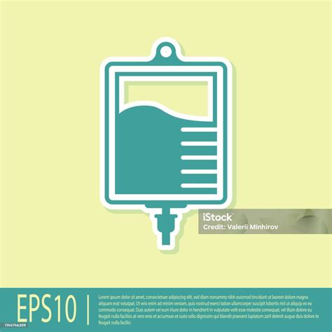 노란색 배경에 고립 된 녹색 Iv 가방 아이콘입니다 혈액 가방 아이콘입니다 혈액 개념을 기증 치료 및 치료 화학 요법의 개념 평면 디자인입니다 벡터 일러스트 가방에 대한