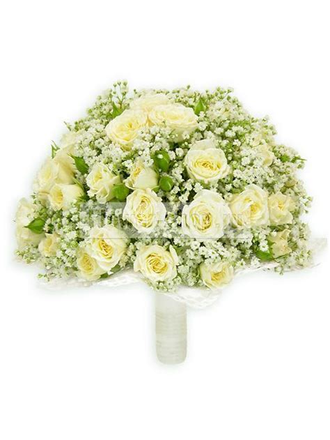Букет невесты из роз и гипсофилы в портбукетнице №58 - Flower-shop.ru ...