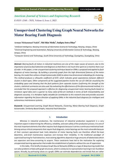 Pdf Unsupervised Clustering Using Graph Neural Networks For Motor Bearing Fault Diagnosis