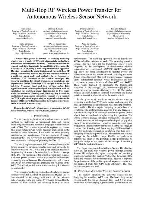 Pdf Multi Hop Rf Wireless Power Transfer For Autonomous Wireless Sensor Network