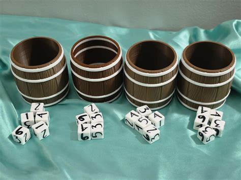 Liars Dice Pirate Barrel Set Dice Cup Game Free 3d Print Model