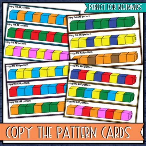 Cube Pattern Activity Task Cards And Worksheets Ab Abb Aab Aabb Abc