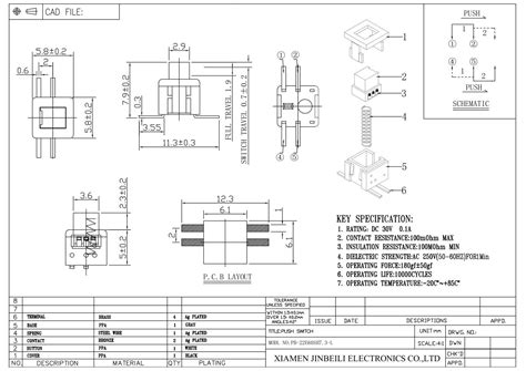 PB 22E60SH7 3 4P DPDT Push Button Switch 5 85 8mm SMD