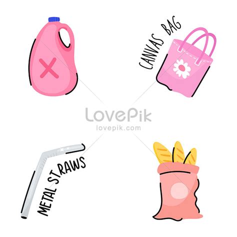 트렌디 한 낙서 스티커 세트 일러스트 무료 다운로드 Lovepik