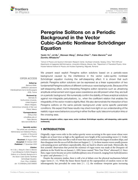 Pdf Peregrine Solitons On A Periodic Background In The Vector Cubic Quintic Nonlinear