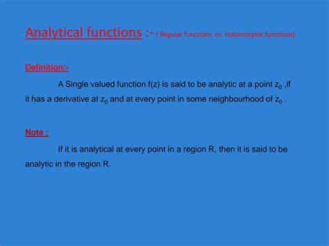 Solution Definition Of Analytical Function Cauchy Riemann Equations Properties Of Analytical
