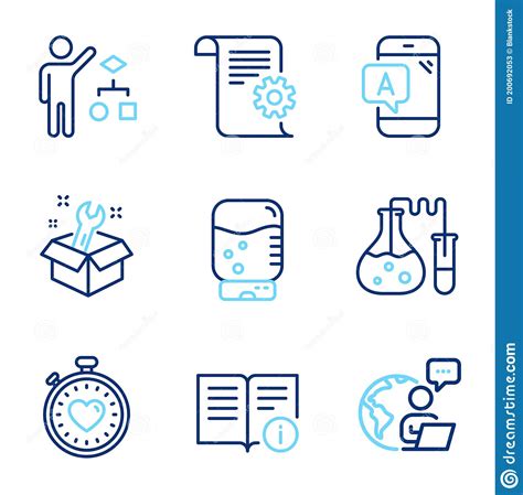 technology icons set included icon as technical info technical documentation algorithm signs