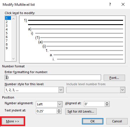 Create A New Multilevel List Axes4
