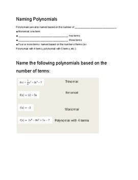 Defining Polynomials Guided Notes By Miss Holladay S Special Education