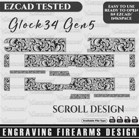 Glock Gen Scroll Design Svg Lasercut Laserengraving Fiberlaser Engravingfiles Laserpattern