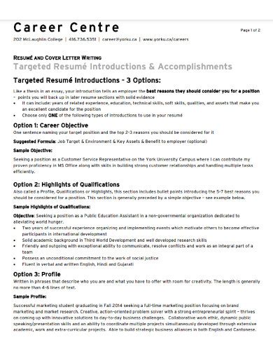 10 Resume Introduction Examples To Download