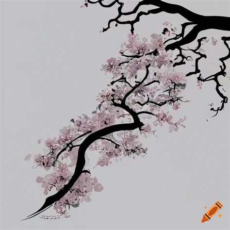 White Cherry Blossom Tree Tattoo Detailed Black And White Tattoo