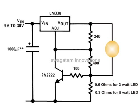 5 Watt Led Driver With Lm317 Circuit Diagram Regulator Volta