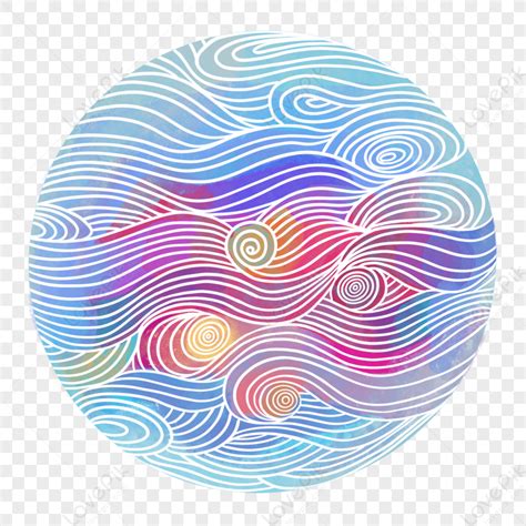 물결 일러스트 모양의 추상 라인 다채로운 그라데이션 바다추상 파장식