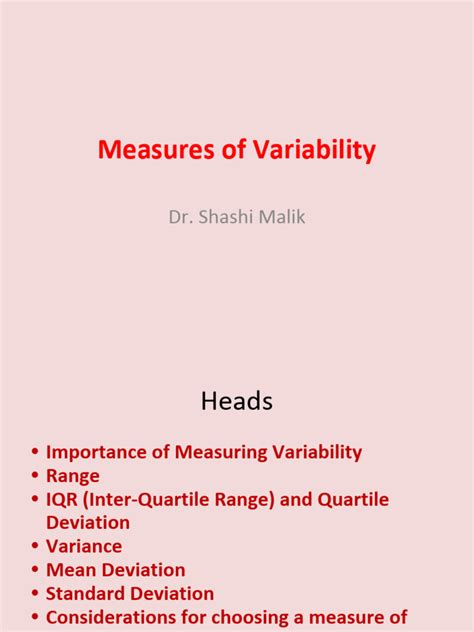 Measures Of Variability Pdf Standard Deviation Statistical Dispersion