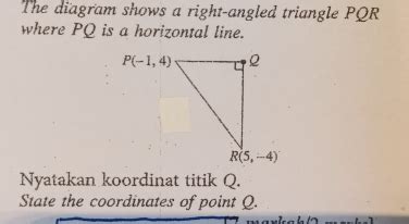 Solved The Diagram Shows A Right Angled Triangle PQR Where PQ Is A Horizontal Line Nyatakan