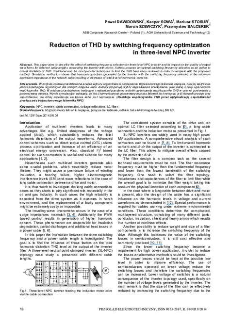 Pdf Reduction Of Thd By Switching Frequency Optimization In Three